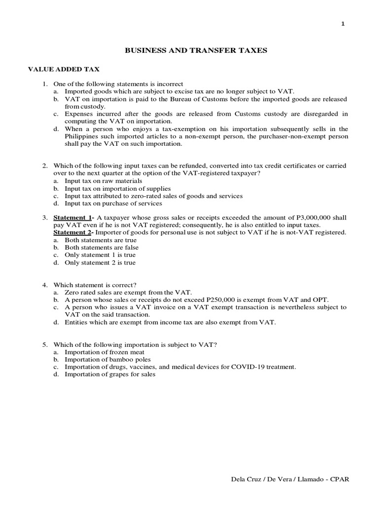 VAT (Theory & Problem) | PDF | Value Added Tax | Taxes