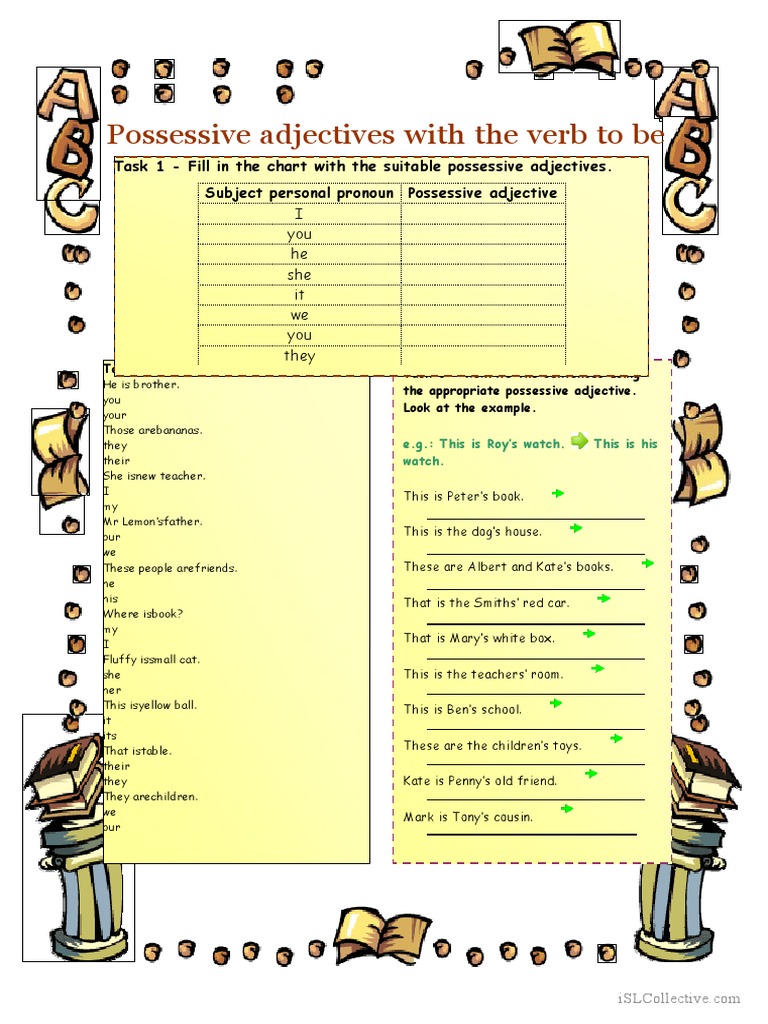 Possessive Adjectives With The Verb To Be | PDF | Adjective | Grammar