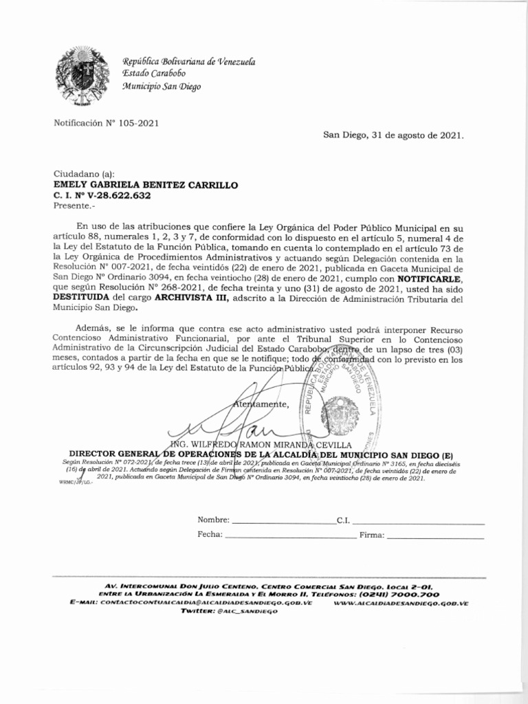 Inicio2 de Destitucion Emely Benitez | PDF | El proceso de destitución ...