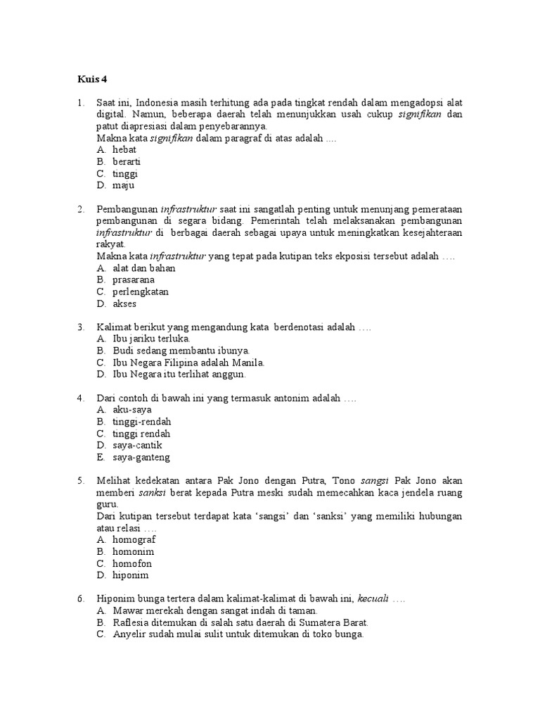 Soal Makna Kata dan Relasi Makna | PDF