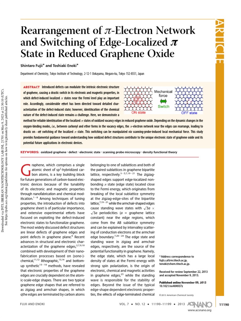 Rearrangement of π‑Electron Network | PDF | Graphene | Atomic Force ...