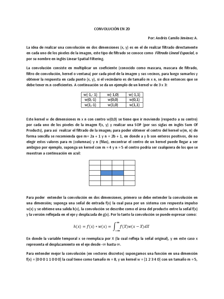 Convolución en 2D | PDF | Circunvolución | Función (Matemáticas)