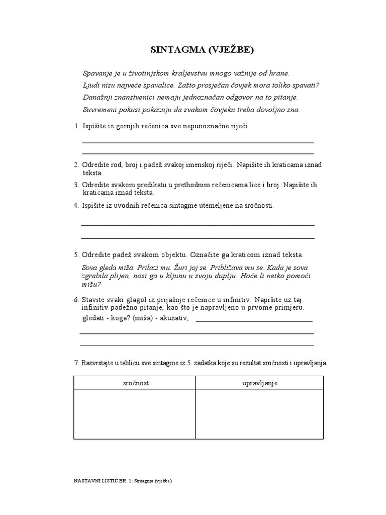 Nastavni Listici 3 | PDF