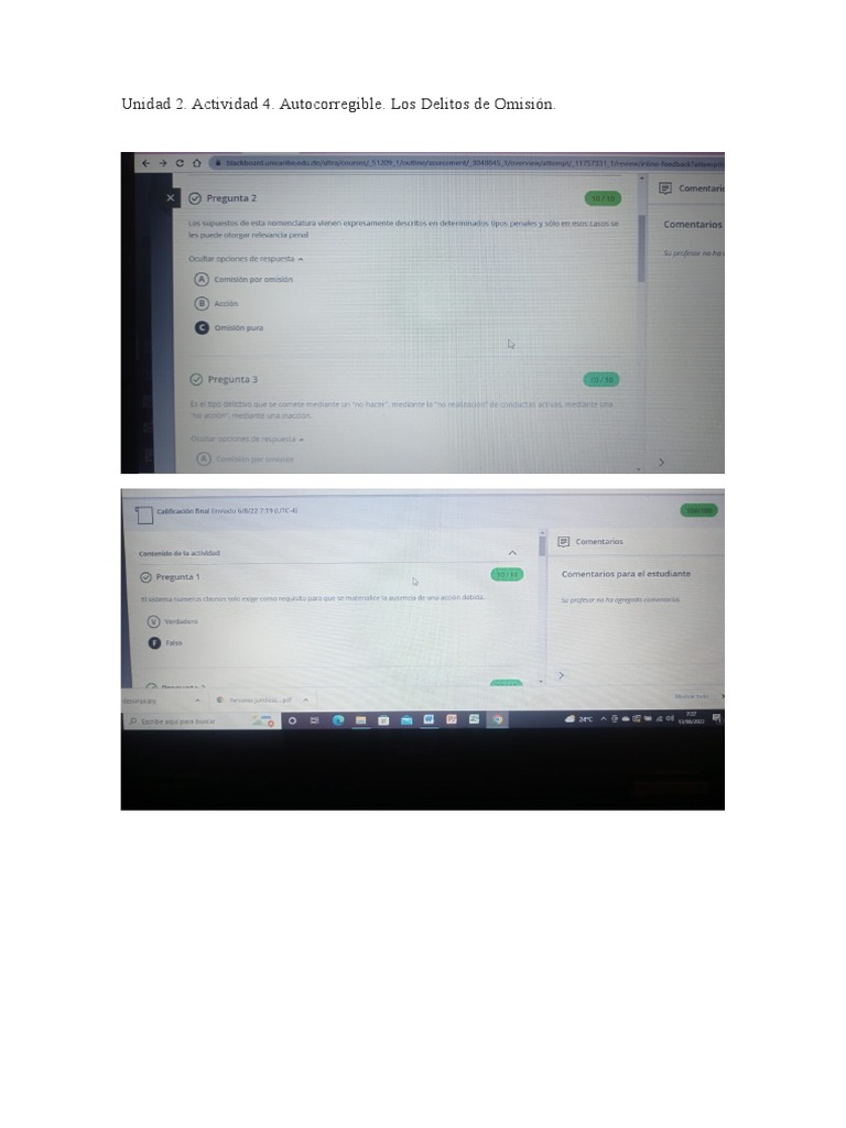 Unidad 2 Actividad 4 Autocorregible Los Delitos de Omision | PDF