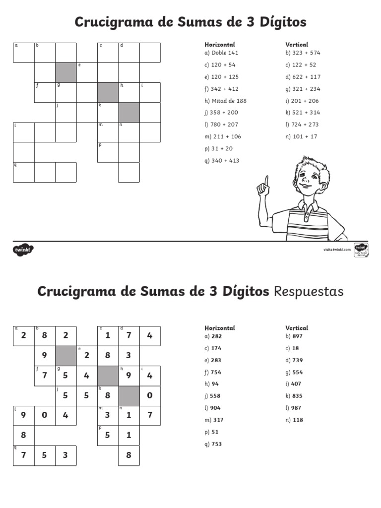 Crucigrama de Sumas de 3 Dígitos | PDF