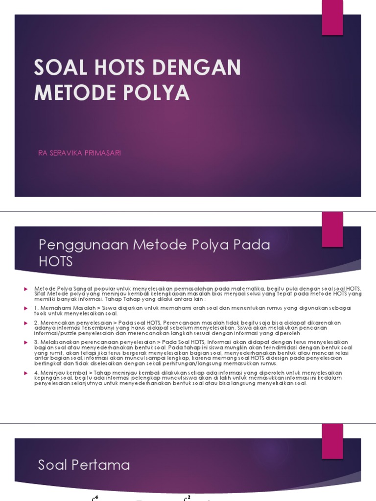 Contoh Soal Soal HOTS Dengan Polya | PDF