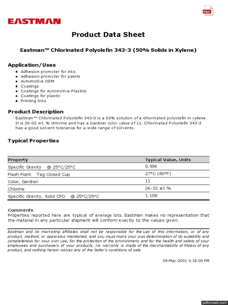 Chlorinated Polyolefin 343 3 50% - TDS (En) | PDF