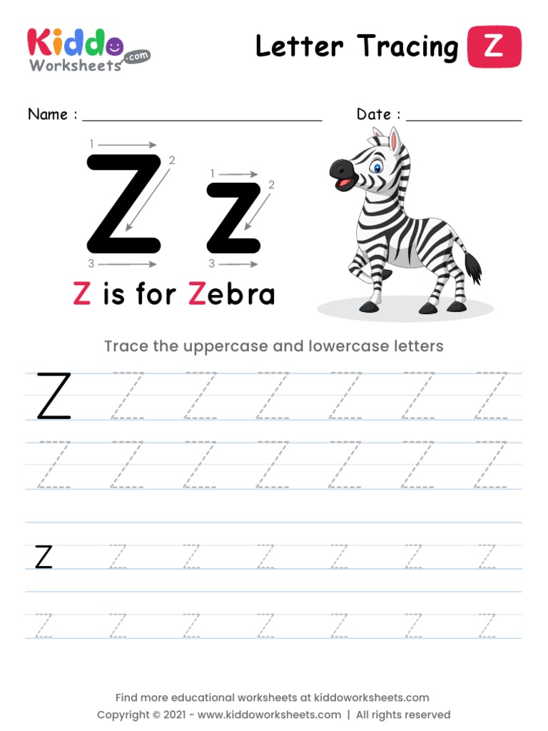 Letter Tracing Alphabet Z Worksheet | PDF