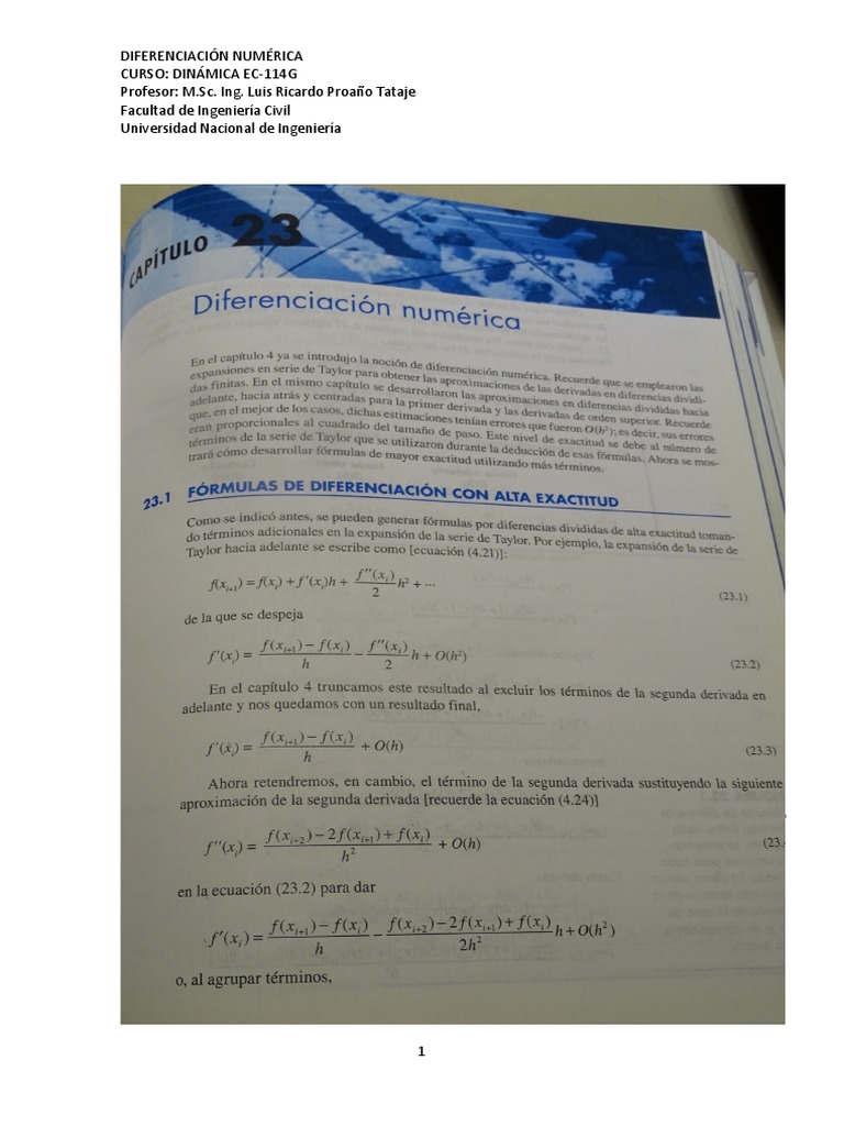 Teoría de Diferenciacion Numerica - Libro de Steven Chapra | PDF