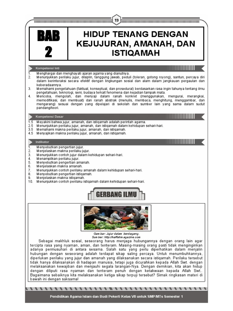 Hal 11-19 Bab 2 Pai Dan Budi Pekerti Kelas 7 S1 (K-13) 1617 Edisi Revisi | PDF