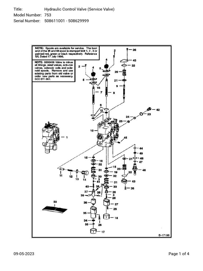 Hydraulic Control Valve (Service Valve) - 753 | PDF