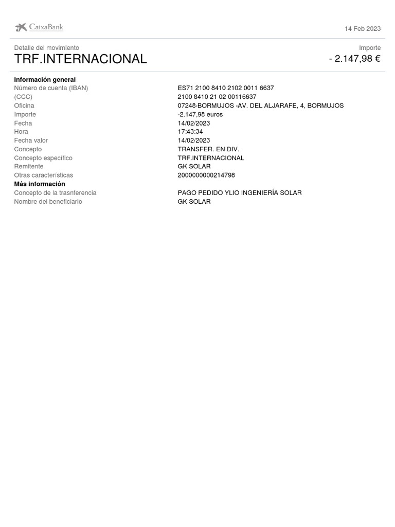 TRF - Internacional: Información General | PDF