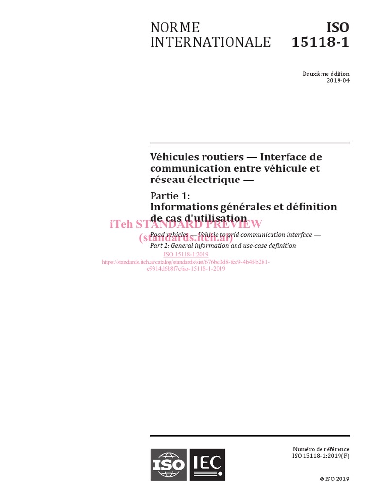 Iso 15118 1 2019 | PDF | Organisation internationale de normalisation ...