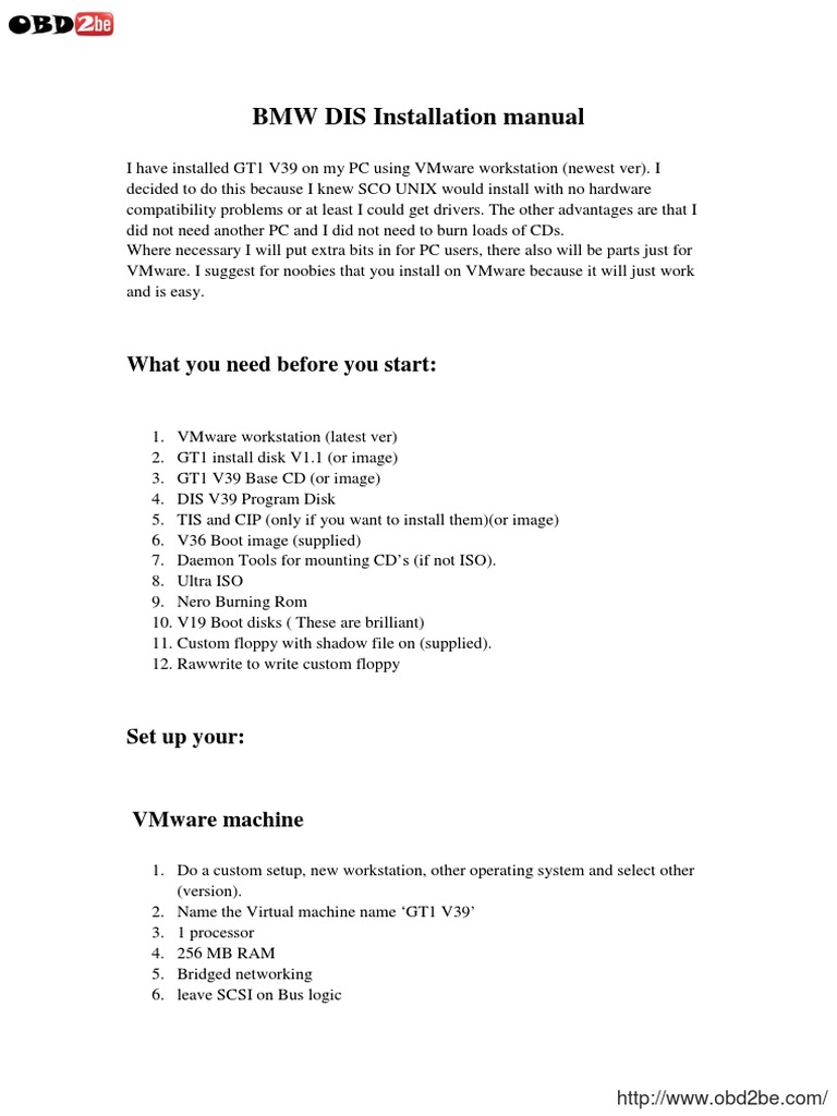 BMW DIS Installation Manual | PDF | Booting | Floppy Disk