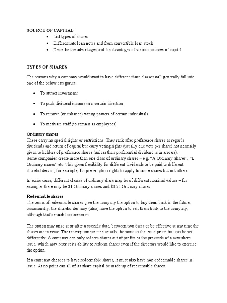 Sources of Capital | PDF | Stocks | Preferred Stock