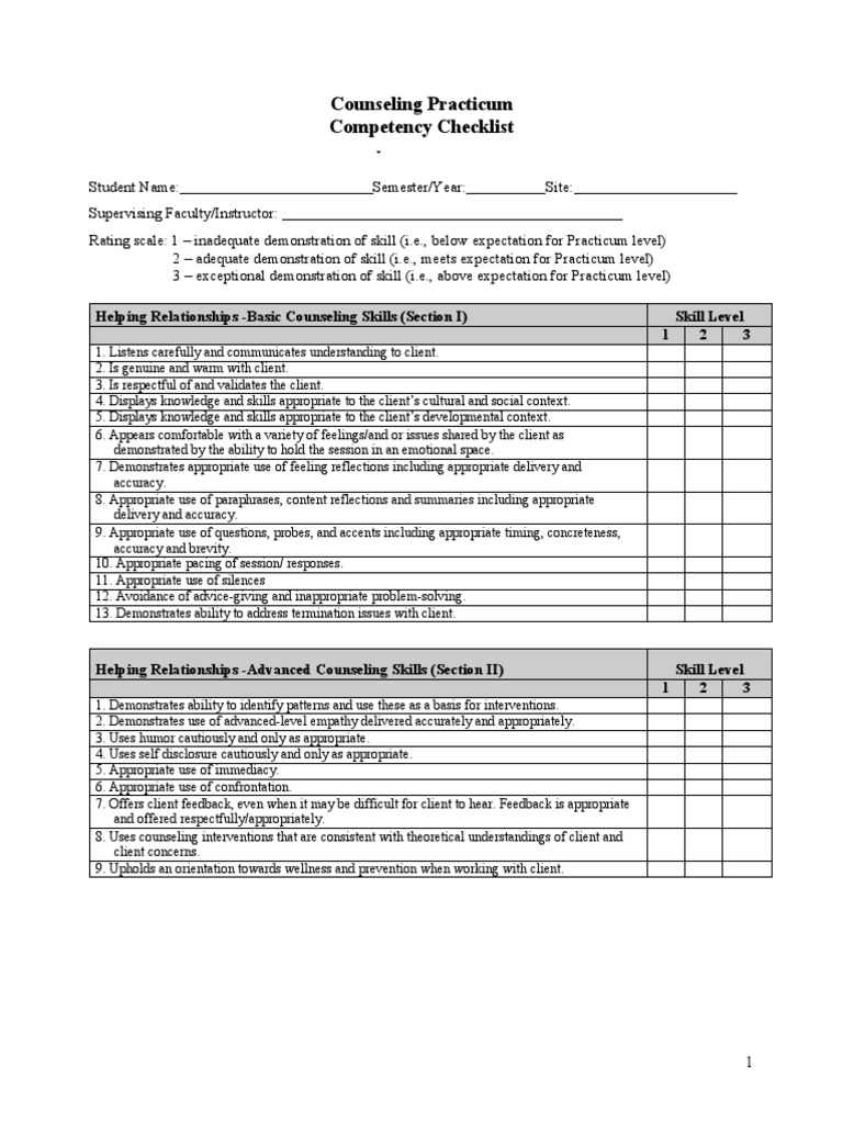Counceling Checklist | PDF | Counseling Psychology | Cognitive Science