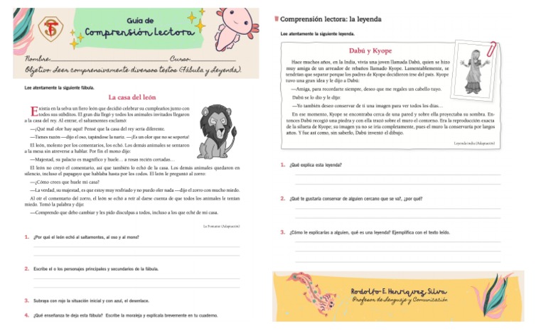 Comprensión Lectora 5° Fábula y Leyenda | PDF