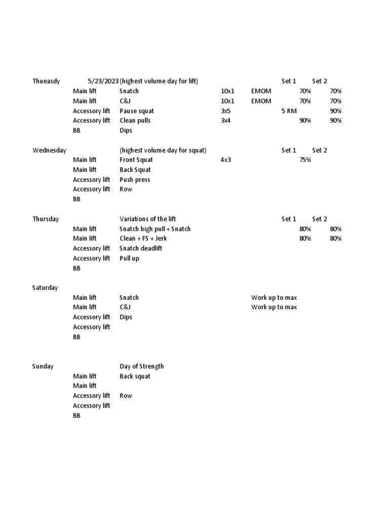 Olympic Weighlifting Program | PDF