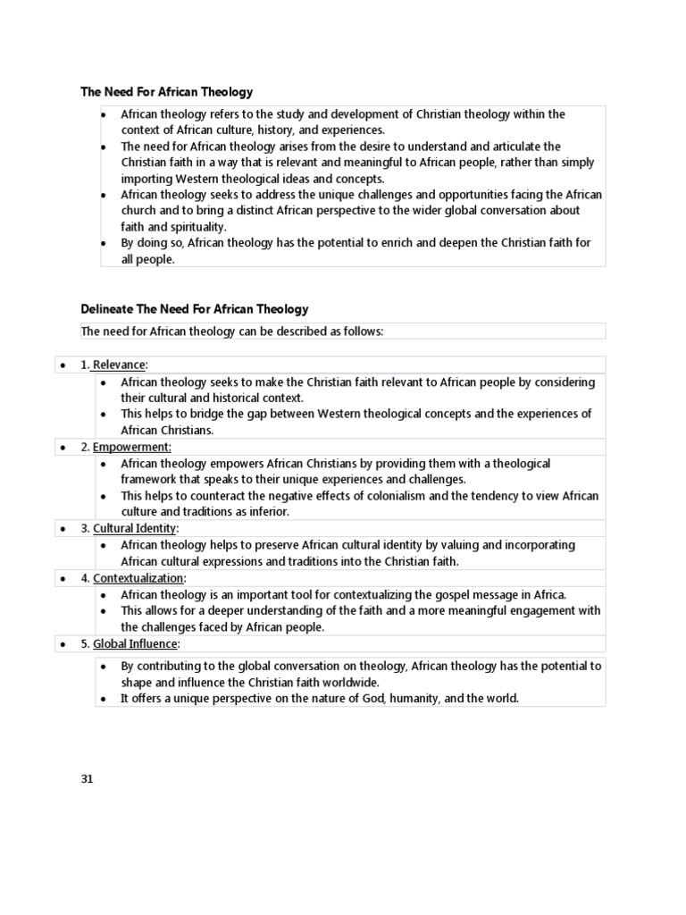 3a. THE NEED FOR AFRICAN THEOLOGY | PDF
