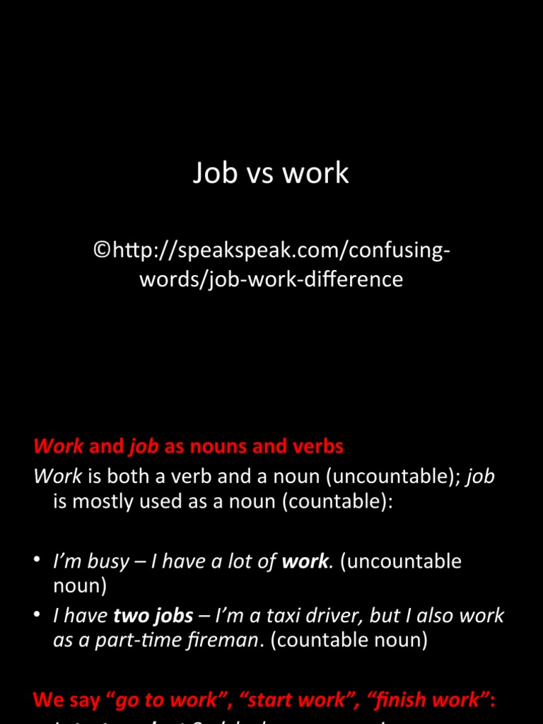 Job Vs Work | PDF