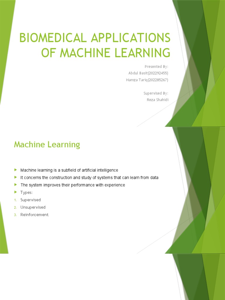 Biomedical Applications of Machine Learning | PDF | Machine Learning ...