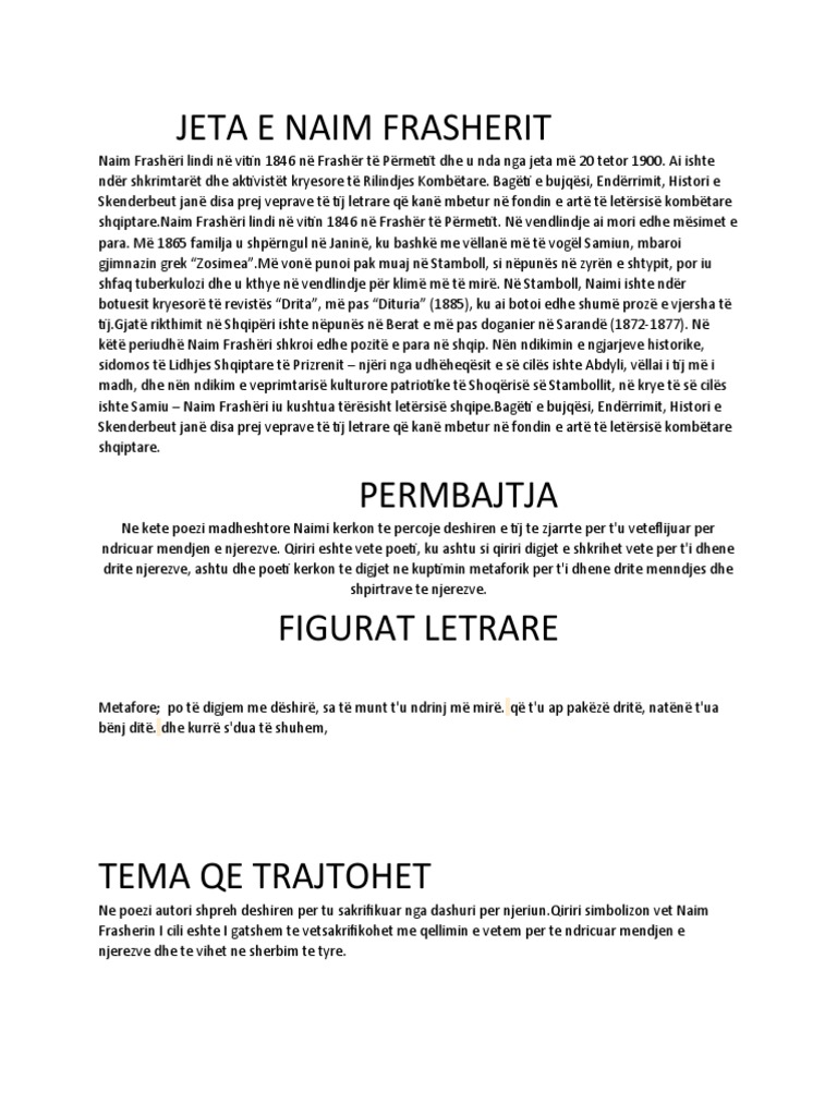 Jeta E Naim Frasherit | PDF