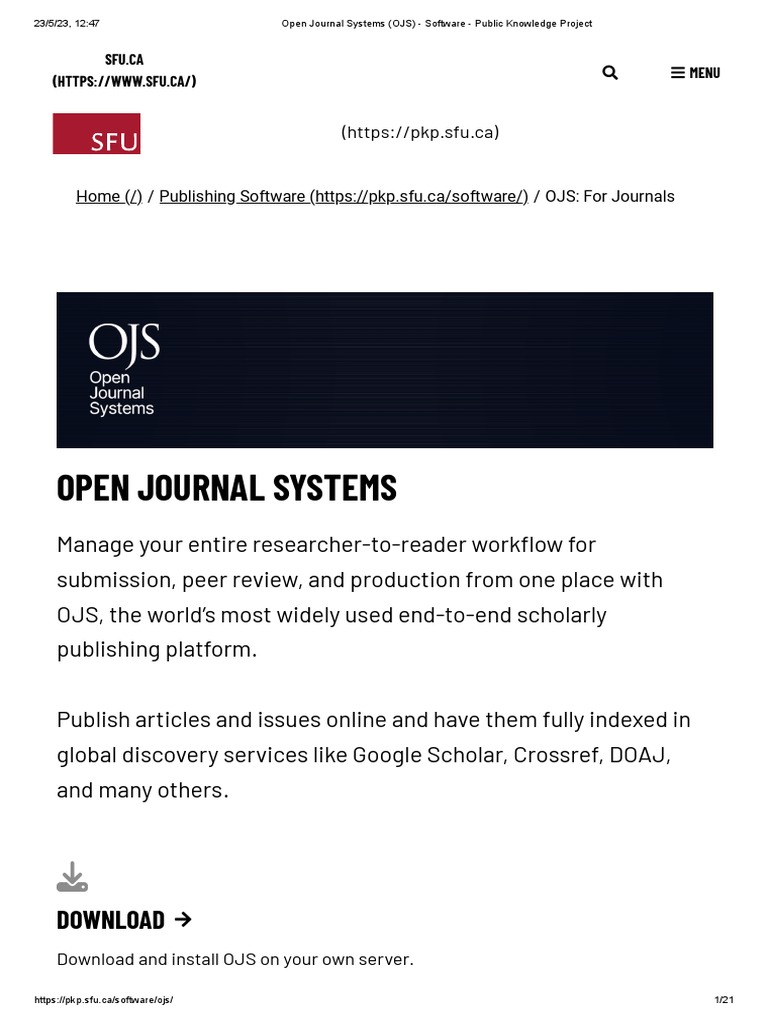 Open Journal Systems (OJS) - Software - Public Knowledge Project_open ...