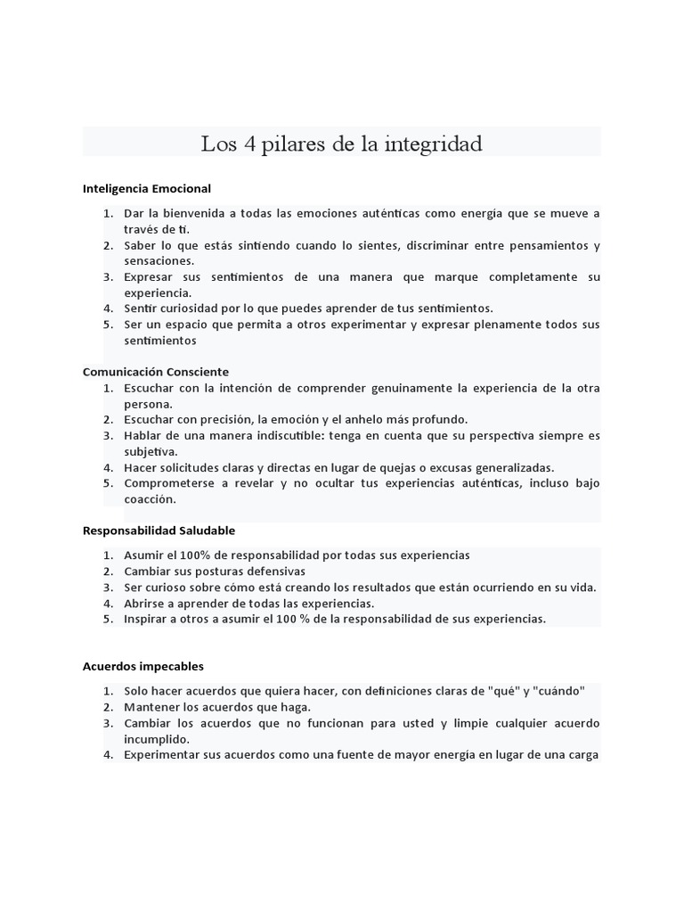 Los 4 Pilares de La Integridad | PDF