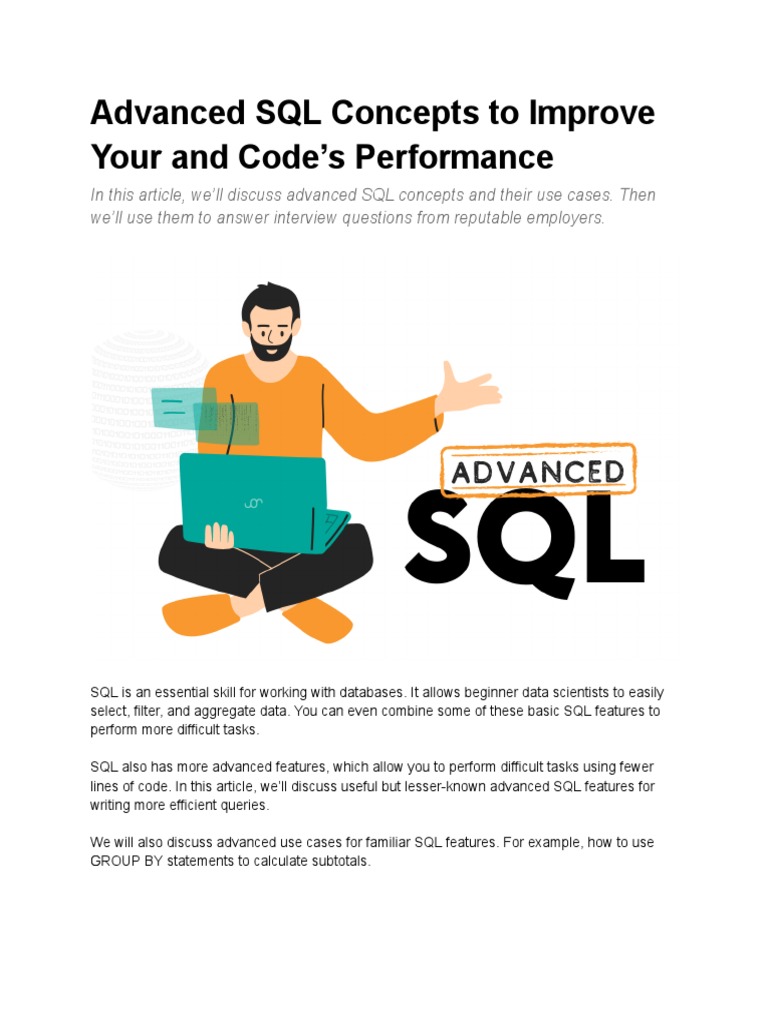 Advanced SQL Concepts | Download Free PDF | Computer Programming | Data ...