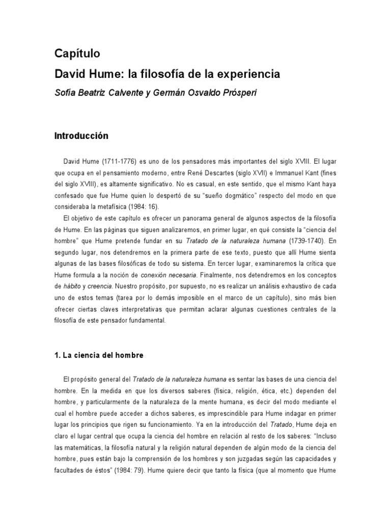 Filosofía de la experiencia en Hume | PDF | David Hume | Empirismo