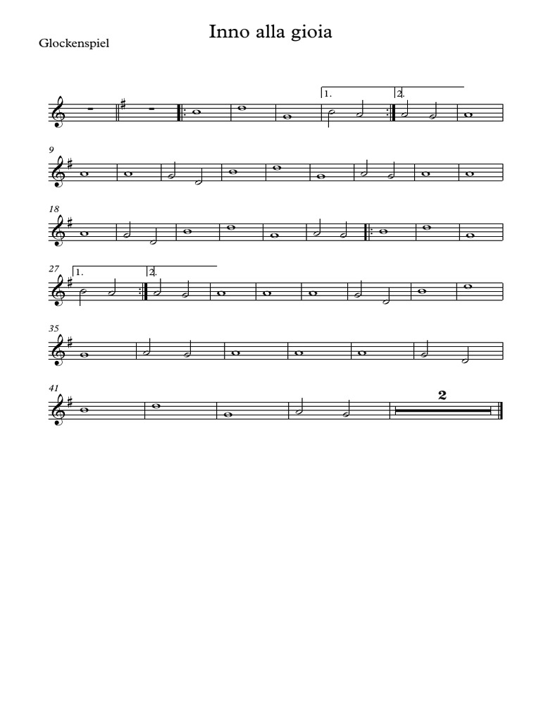 Inno Alla Gioia - Glockenspiel | PDF
