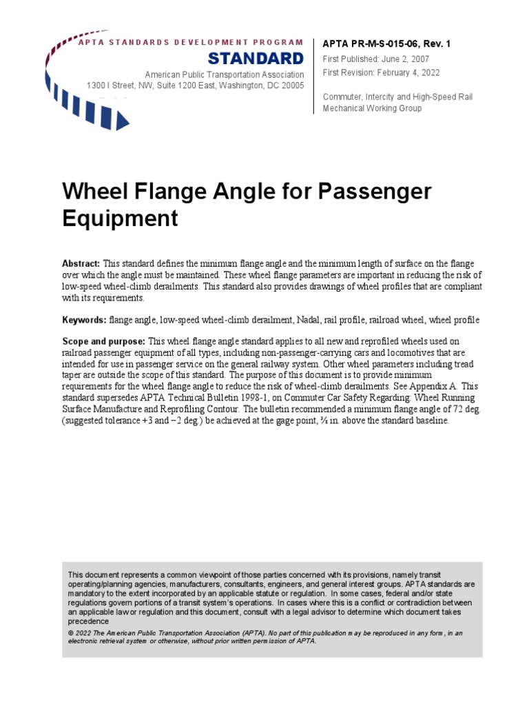 Wheel Flange Angle For Passenger Equipment: Standard | Download Free ...