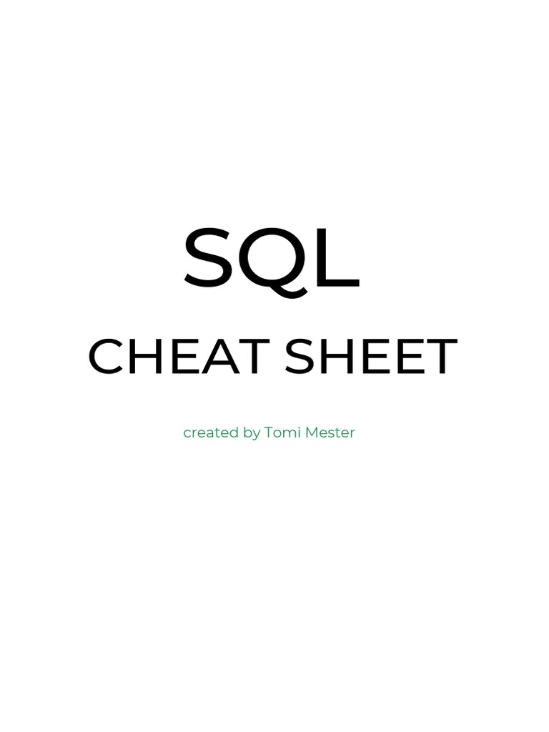 SQL Cheat Sheet ? | PDF | Mathematics | Computer Science