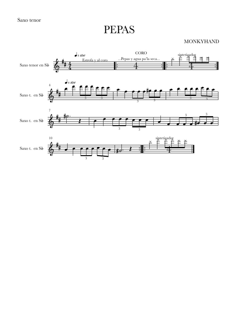 Análisis Musical de "Pepas" y Saxo Tenor | PDF