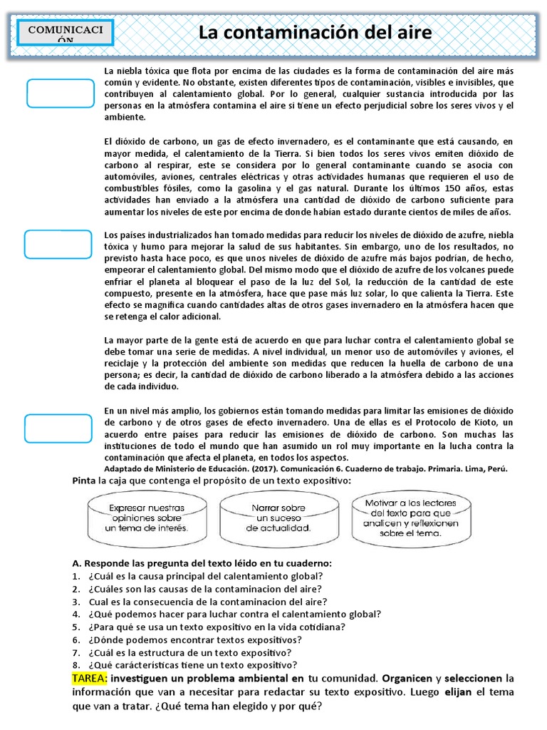 FICHA COM. Lunes Escribimos Un Texto Expositivo para Explicar Un Tema ...