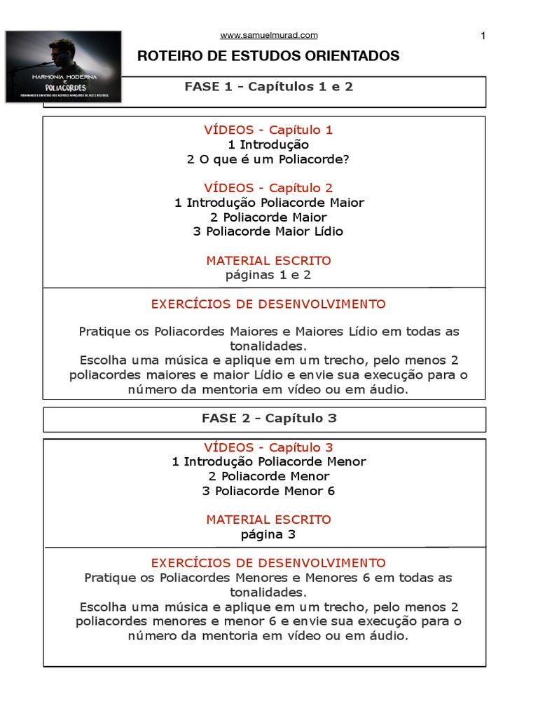 Roteiro de Estudos Orientados - HARMONIA MODERNA E POLIACORDES | PDF