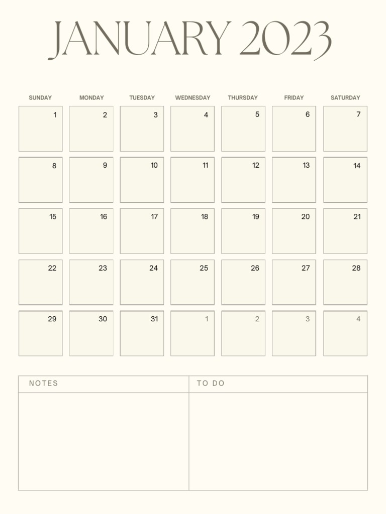 Simple and Minimal Monthly Printable Planner 2023 Calendar | PDF