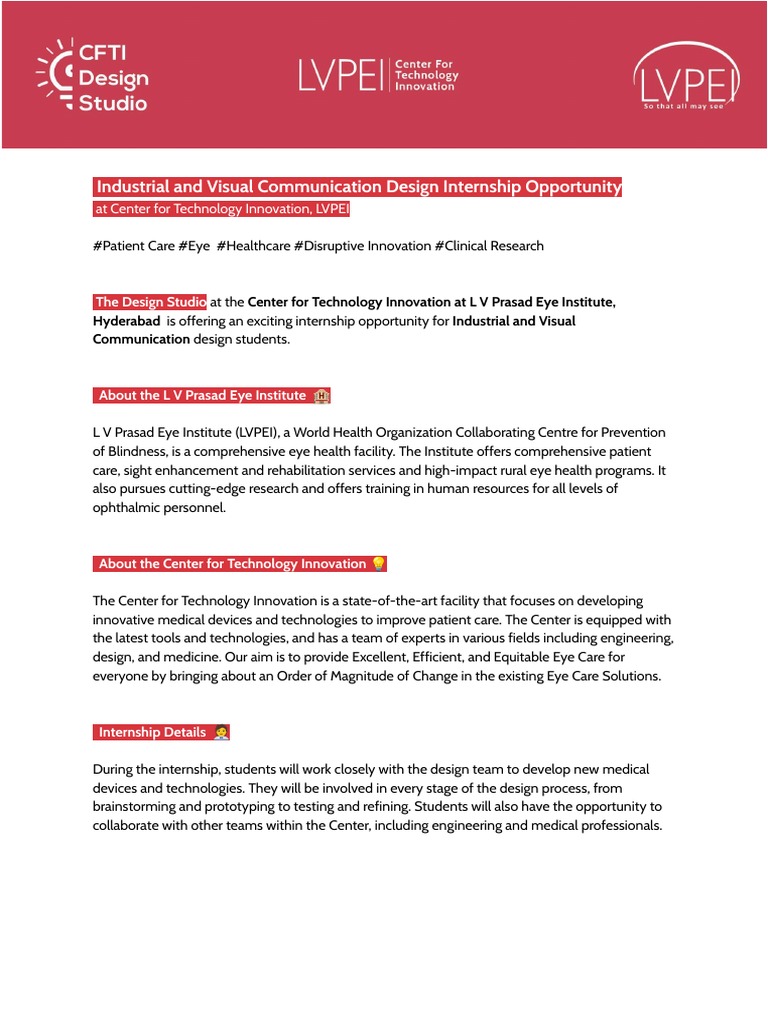 Industrial and Visual Communication Design Internship Opportunity at ...