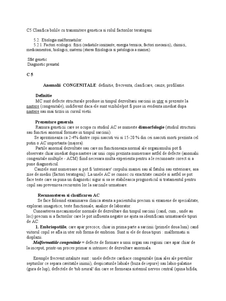 C 5 Anomalii Congenitale | PDF