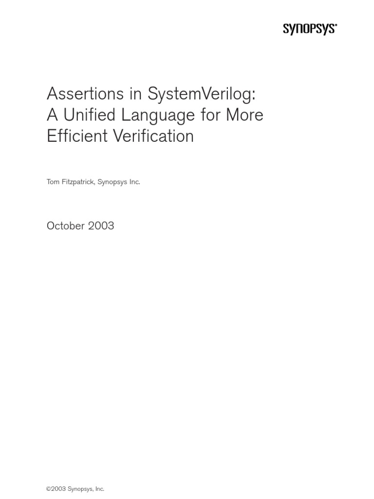 Assertions in Systemverilog: A Unified Language For More Efficient Verification | PDF | Formal ...