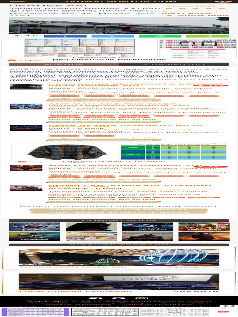 Jadwal Film Dan Harga Tiket Hermes XXI Medan Hari | PDF