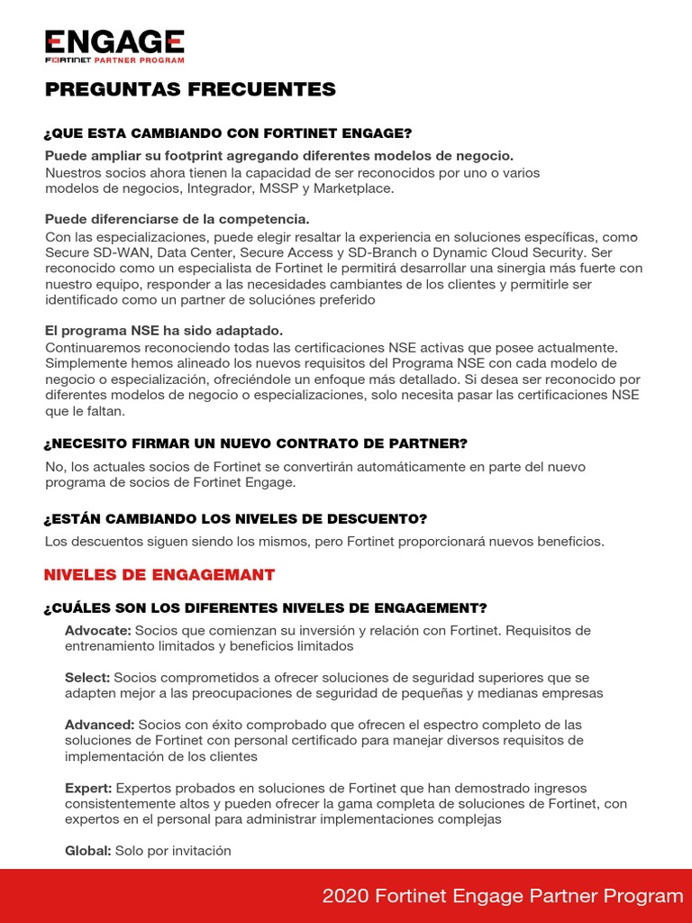 Fortinet Engage Partner Program FAQ - Spanish | PDF