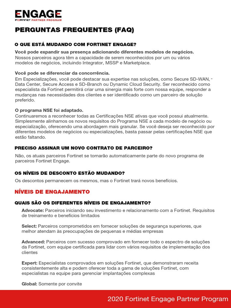 Fortinet Engage Partner Program FAQ - Portuguese | PDF | Computação em ...