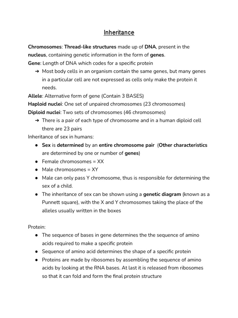 Inheritance IGCSE BIOLOGY | PDF | Cell (Biology) | Gene