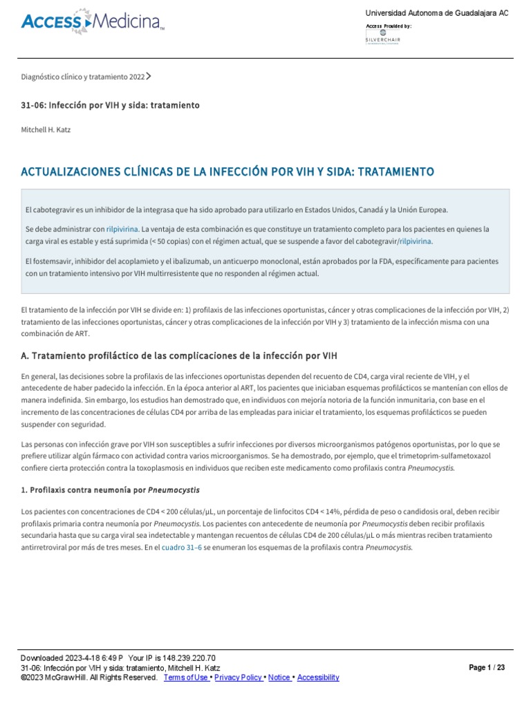 31-06 - Infección Por VIH y Sida - Tratamiento | PDF | Manejo del VIH ...