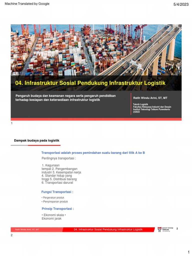 Infrastruktur Sosial Pendukung Infrastruktur Logistik | PDF