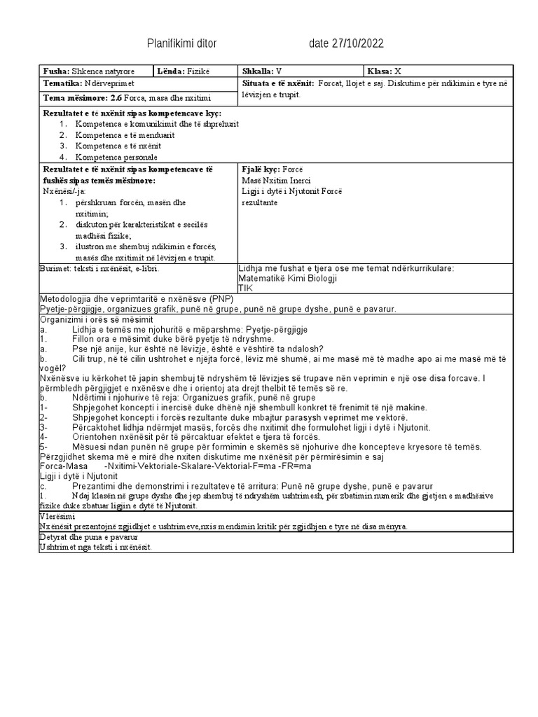 Planifikimi ditor date 27 | PDF