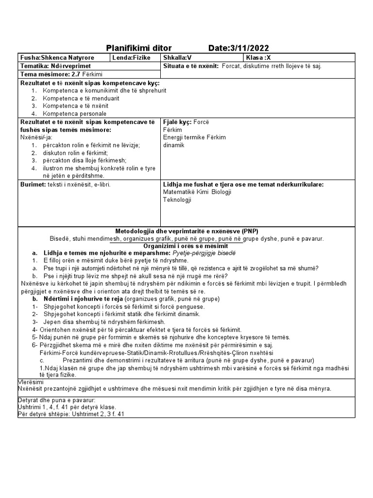 Planifikimi Ditor Date | PDF