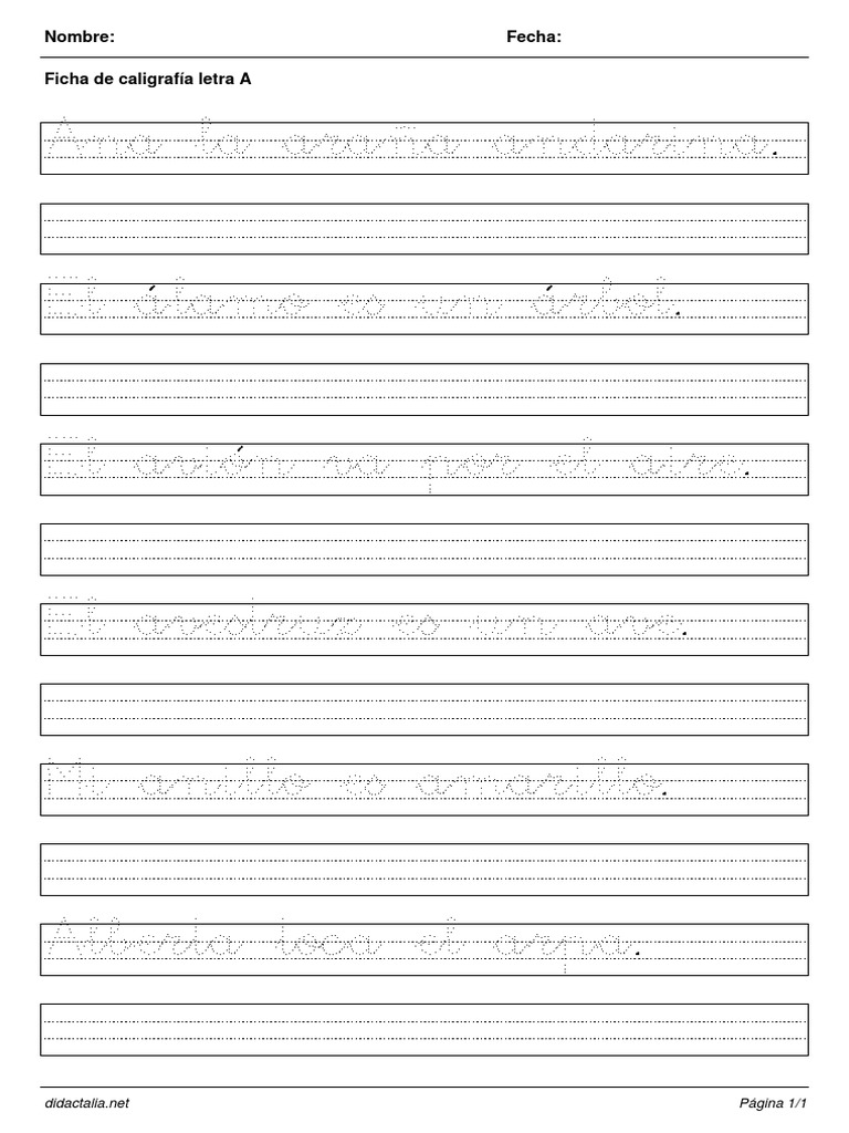 Ficha Caligrafia Letra A | PDF