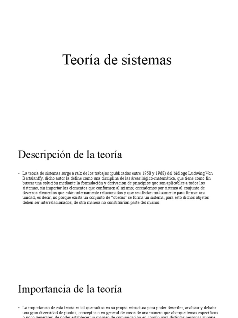 Teoría de Sistemas | PDF | Teoría de sistemas | Sistema